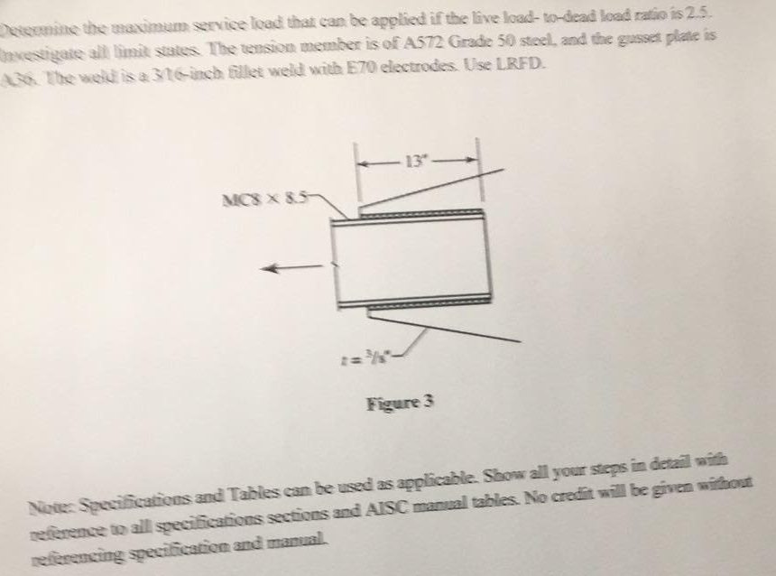 Solved Determine the maximum service load that can be | Chegg.com