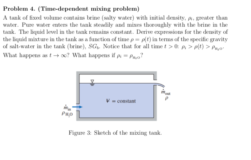 Solved Problem 4. (Time-dependent mixing problem) A tank of | Chegg.com