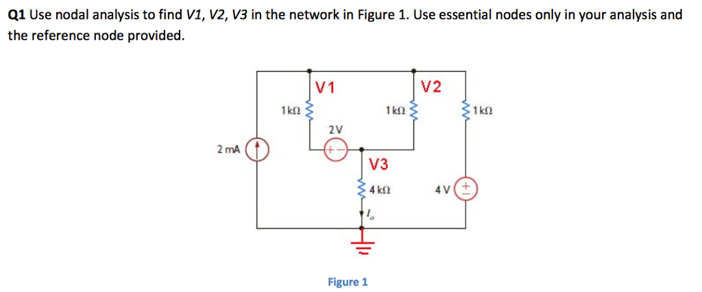 Solved Q1 Use nodal analysis to find V1, V2, V3 in the | Chegg.com