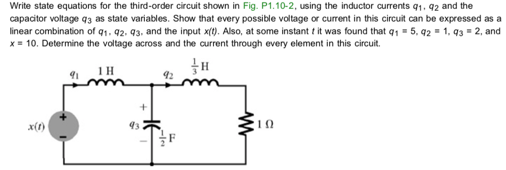 Solved Write state equations for the third-order circuit | Chegg.com