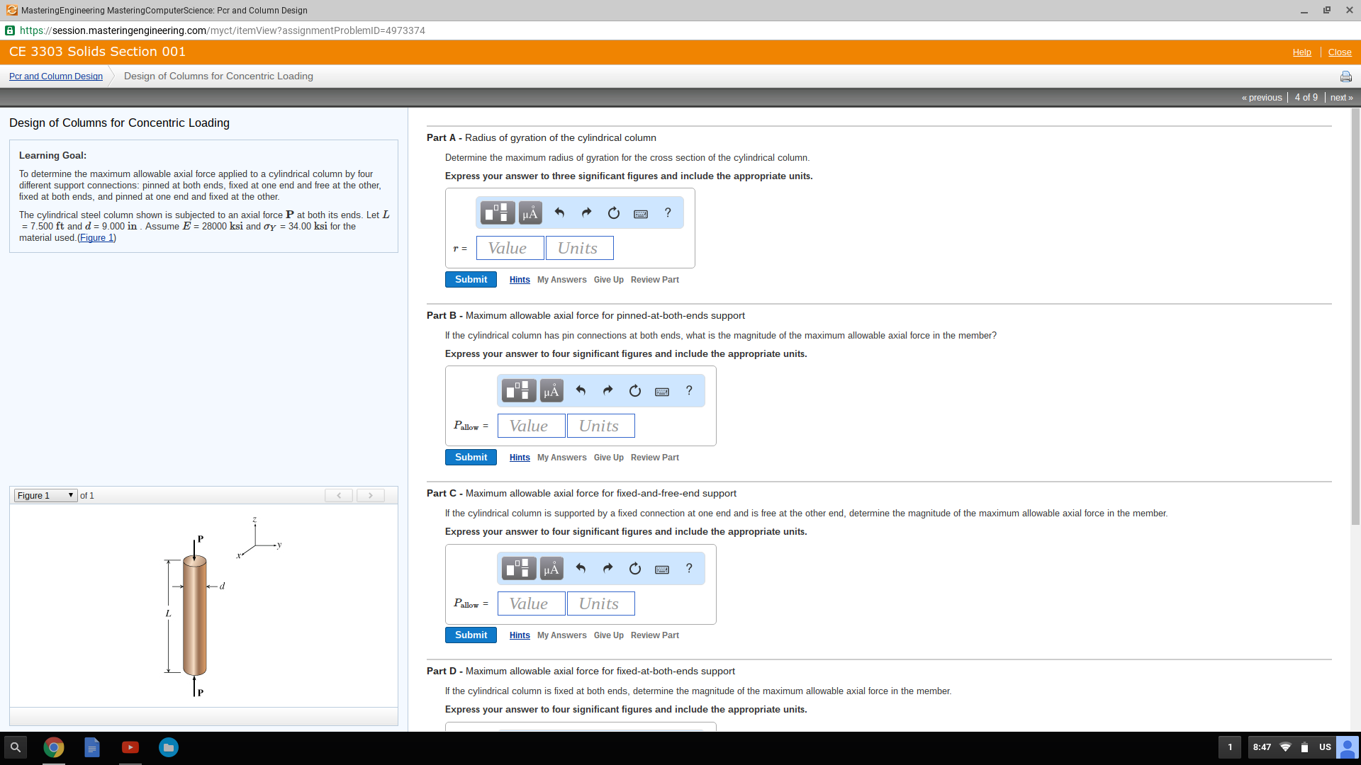 Solved Learning Goal: To determine the maximum allowable | Chegg.com