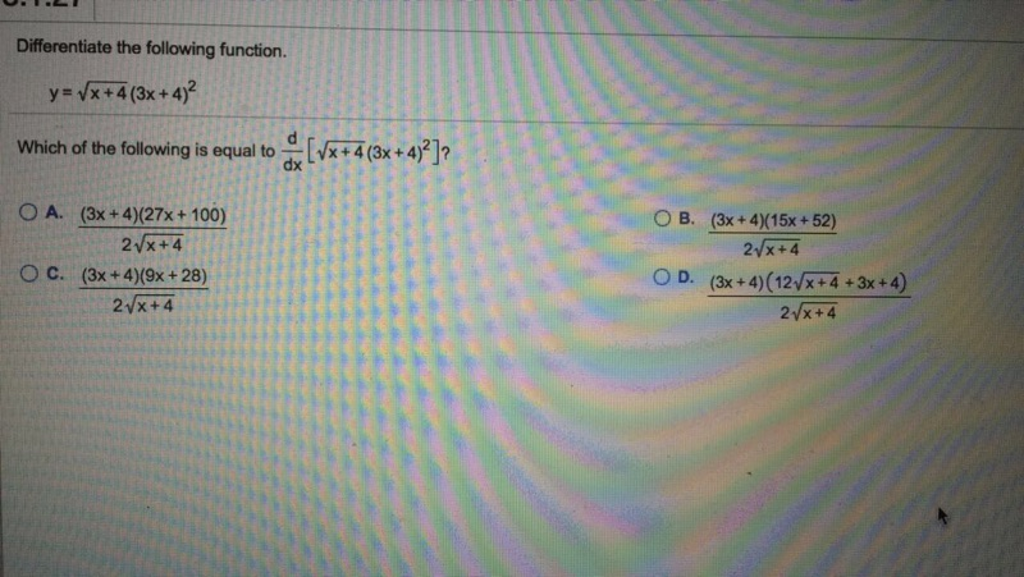 Solved Differentiate the following function. y= Squareroot | Chegg.com