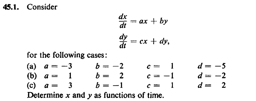 Solved Consider dx/dt = ax + by dy/dt = cx + dy, for the | Chegg.com Solved Consider dx/dt = ax + by dy/dt = cx + dy, for the | Chegg.com
