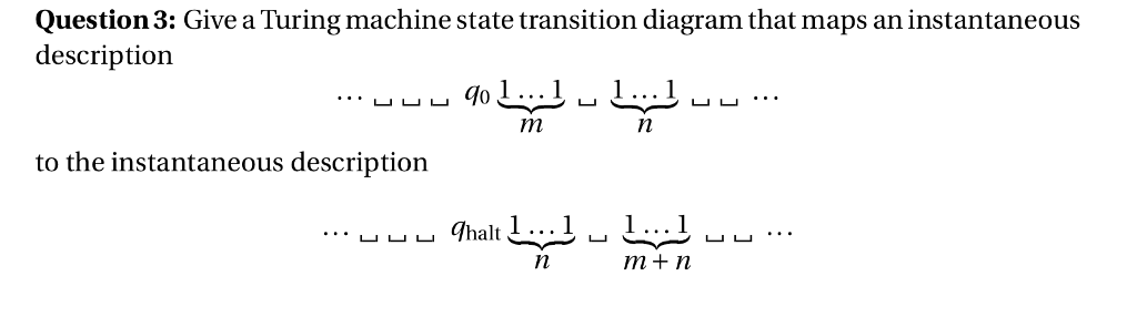 Question 3: Give a Turing machine state transition | Chegg.com