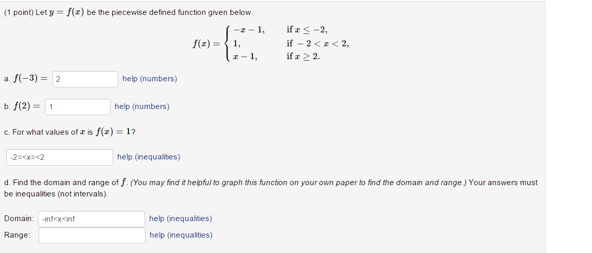 Solved Let y = f(x) be the piecewise defined function given | Chegg.com