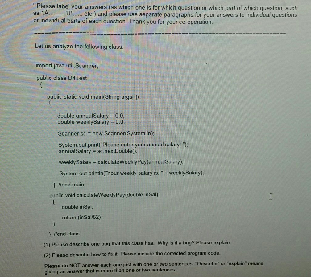 Solved Let us analyze the following class: import | Chegg.com