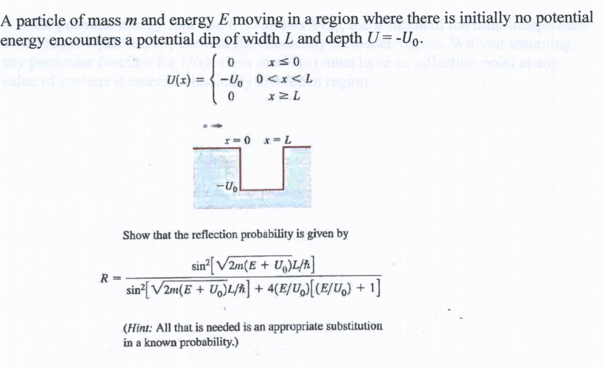 Solved A particle of mass m and energy E moving in a region | Chegg.com