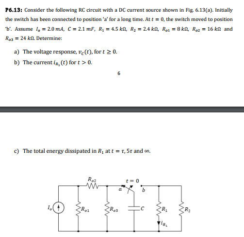 Solved Consider the following RC circuit with a DC current | Chegg.com