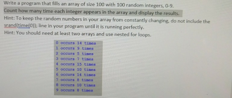 Solved Write A Program That Fills An Array Of Size 100 With
