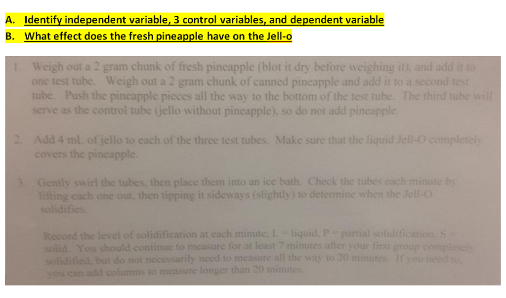 Solved A. Identify independent variable, 3 control | Chegg.com