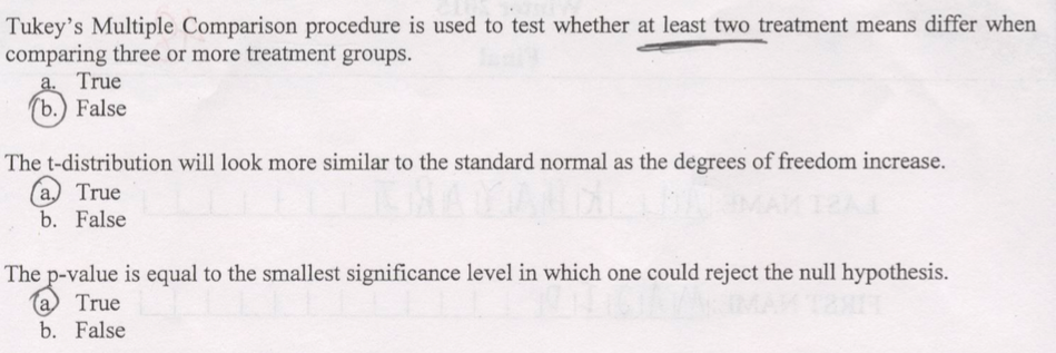 Solved True or false, not sure if answers are correct or not | Chegg.com
