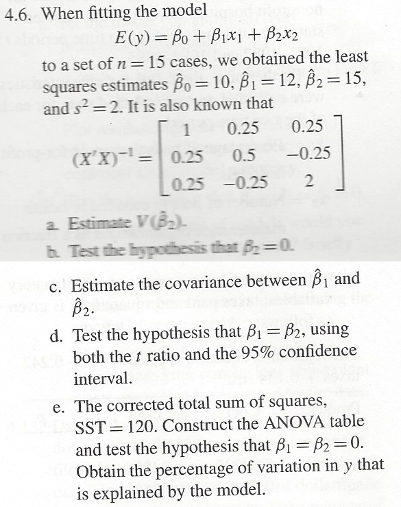Solved When fitting the model E(y) = beta_0 + beta_1x_1 + | Chegg.com