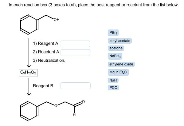 Solved In each reaction box (3 boxes total), place the best | Chegg.com