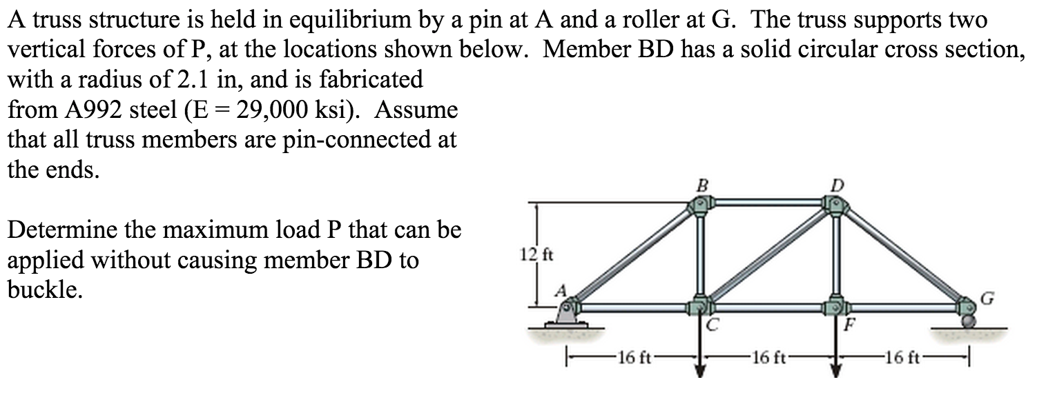 Solved A truss structure is held in equilibrium by a pin at | Chegg.com
