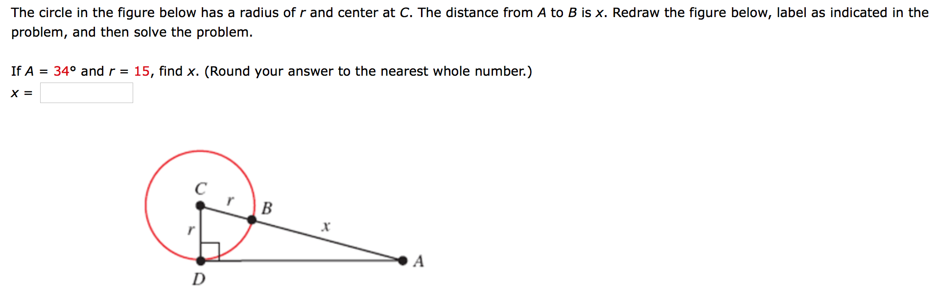 Solved The circle in the figure below has a radius of r and | Chegg.com