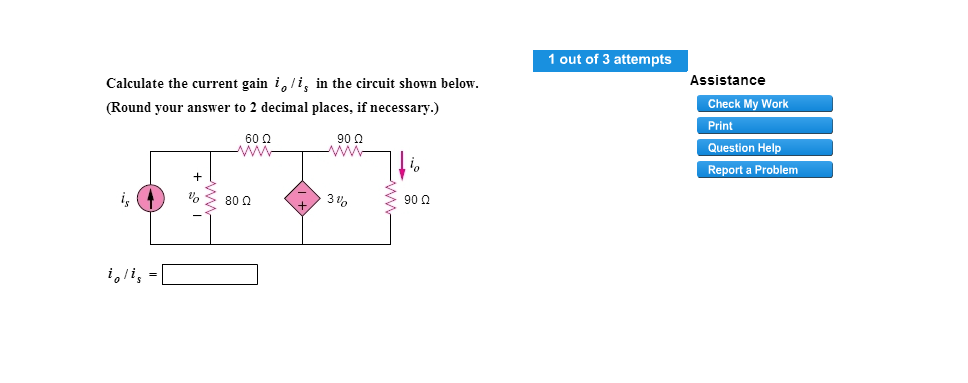 Solved Calculate the current gain i_0/i_s in the circuit | Chegg.com