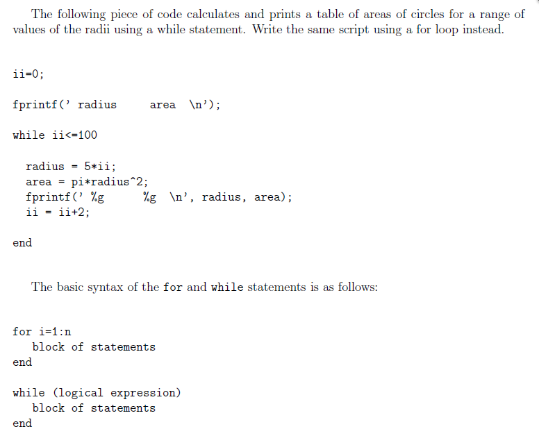 Solved The following piece of code calculates and prints a | Chegg.com