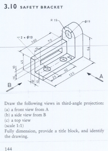 Solved Draw the following views in third-angle projection: | Chegg.com