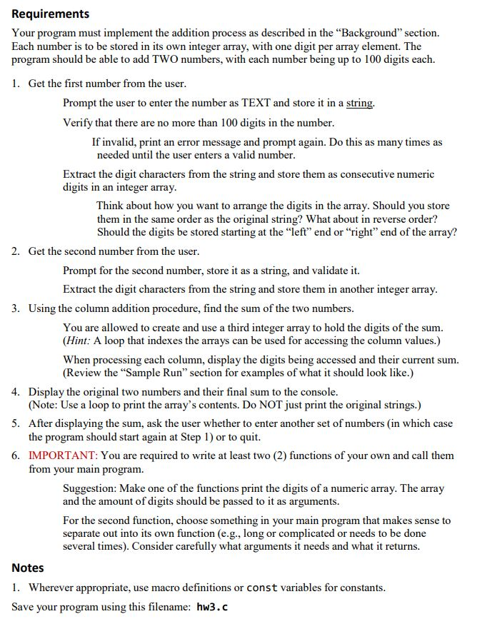 Solved Your program must implement the addition process as | Chegg.com Solved Your program must implement the addition process as | Chegg.com