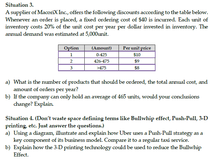 Solved A supplier of MacoriX Inc., offers the following | Chegg.com