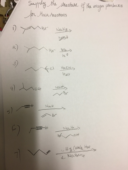 Solved Supply the structure of the major products for these | Chegg.com
