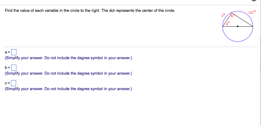 Solved Find the value of each variable in the circle to the | Chegg.com