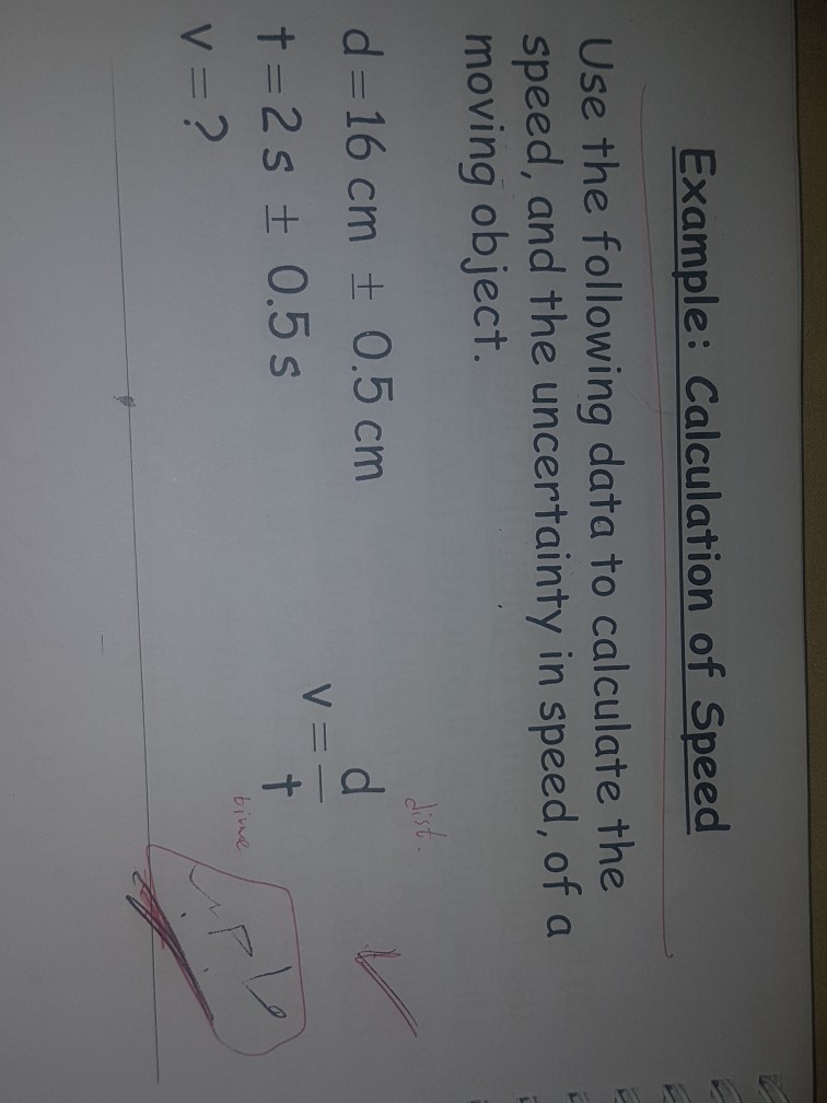 Solved Example: Calculation of Speed Use the following data | Chegg.com