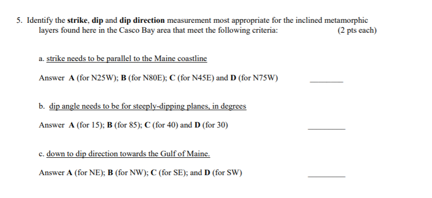 Solved 5. Identify the strike, dip and dip direction | Chegg.com