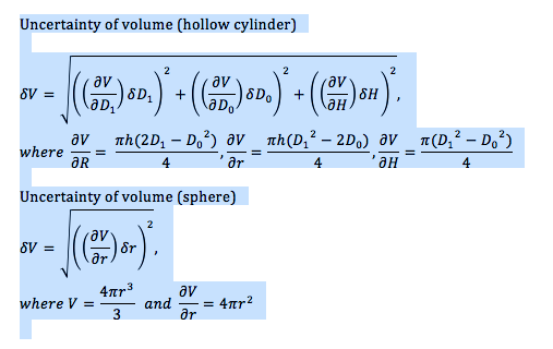 Solved Find the propagation of uncertainty (volume) for | Chegg.com