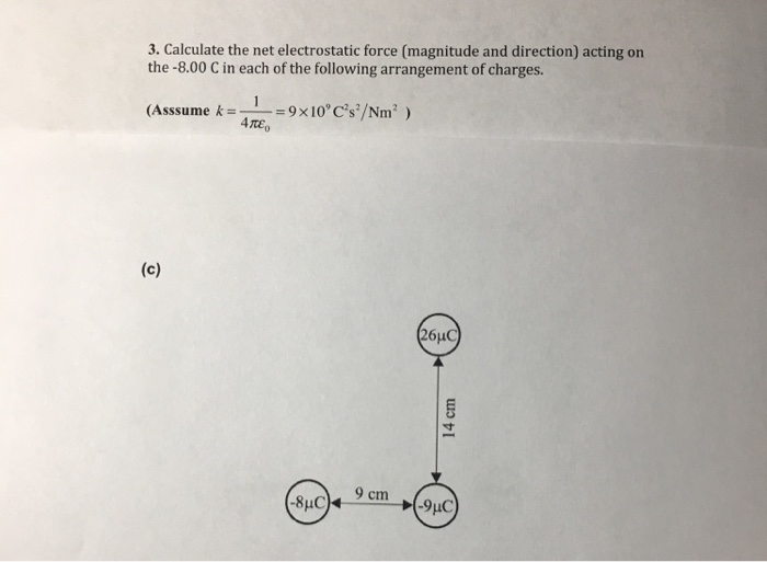 Solved Calculate the net electrostatic force (magnitude and | Chegg.com Solved Calculate the net electrostatic force (magnitude and | Chegg.com