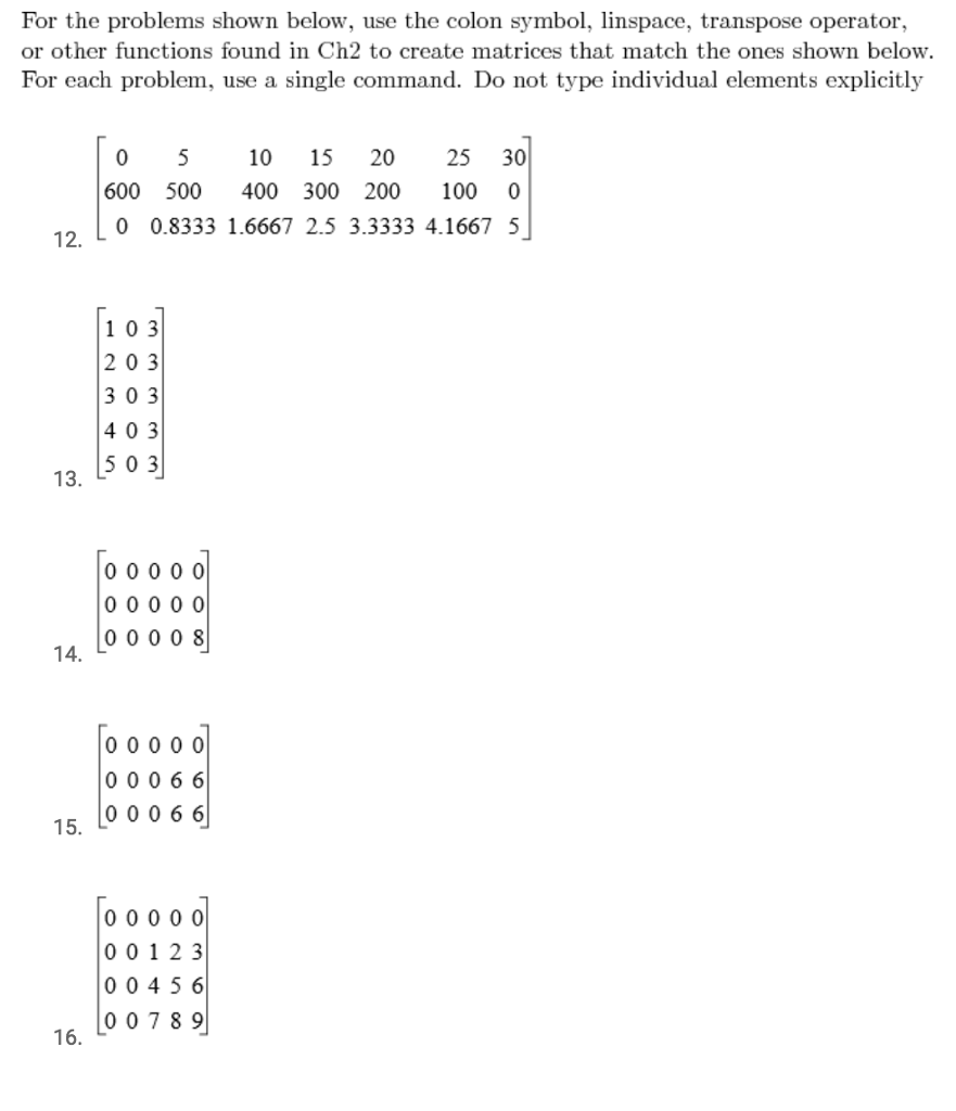 For the problems shown below, use the colon symbol, | Chegg.com