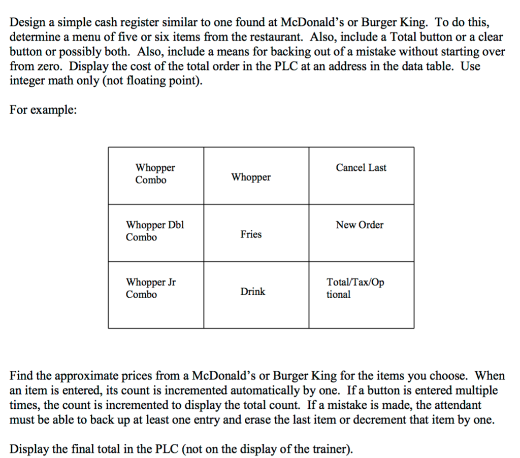 Design a simple cash register similar to one found at | Chegg.com