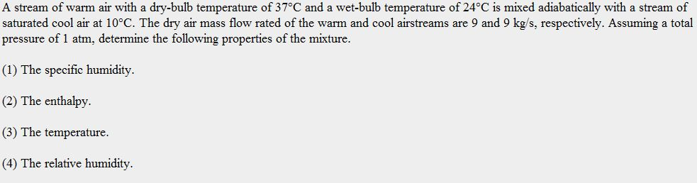 Solved A stream of warm air with a dry-bulb temperature of | Chegg.com