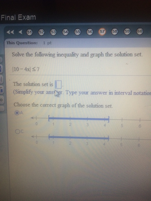 Solved I can't figure out how to write the solution set | Chegg.com