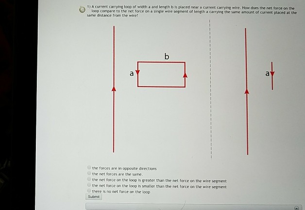 Solved 1) A current carrying loop of width a and length b is | Chegg.com