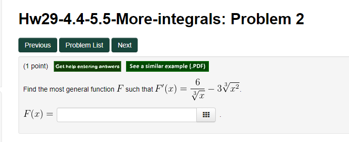 Solved Hw29-4.4-5.5-More-integrals: Problem 2 PreviouS | Chegg.com