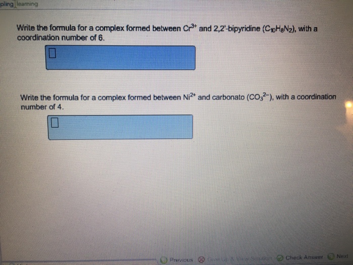 Solved Write the formula for a complex formed between Cr* | Chegg.com