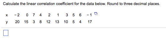 Solved Calculate the linear correlation coefficient for the | Chegg.com