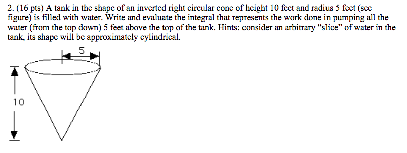 Solved 2. (16 pts) A tank in the shape of an inverted right | Chegg.com