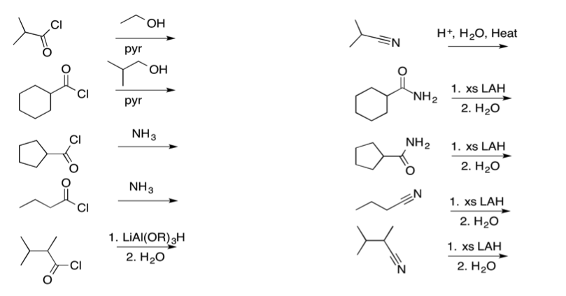 Solved Cl OH H+, H20, Heat pyr OH 1. xs LAH CI pyr 2. H2O NH | Chegg.com