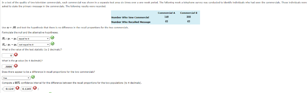 Solved In a test of the quality of two television | Chegg.com
