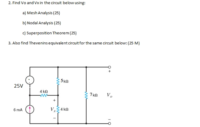 Solved Find Vo and Vx in the circuit below using: Mesh | Chegg.com