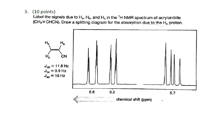 Solved . (10poinis) Label the signals due to Ha, Hb, and He | Chegg.com