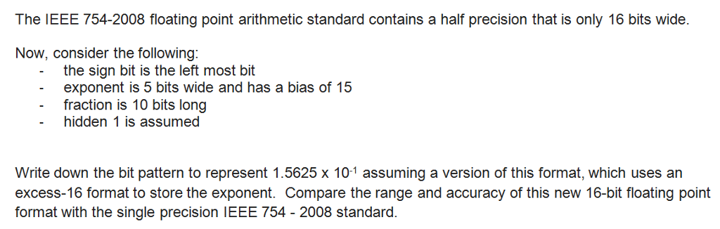 Solved The IEEE 754-2008 floating point arithmetic standard | Chegg.com