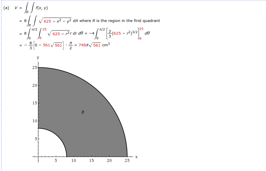 Solved hole a spherical of (a) the volume of the object | Chegg.com