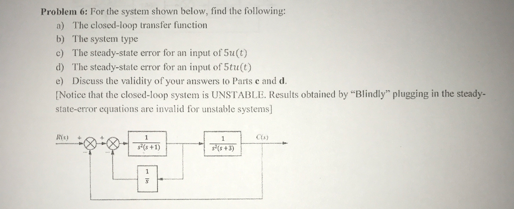 Solved For the system shown below, find the following: The | Chegg.com