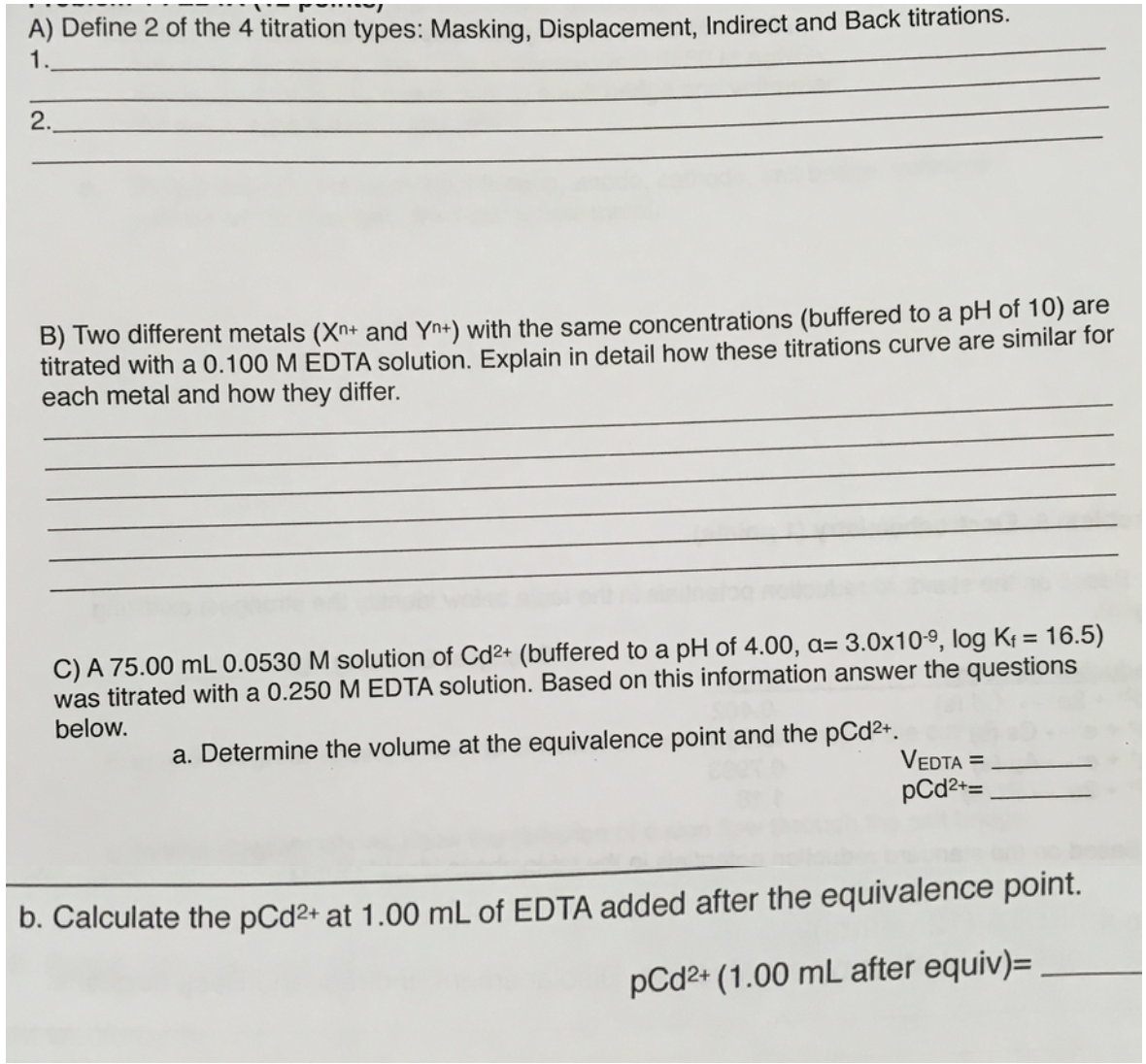 Solved Define 2 of the 4 titration types: Masking, | Chegg.com