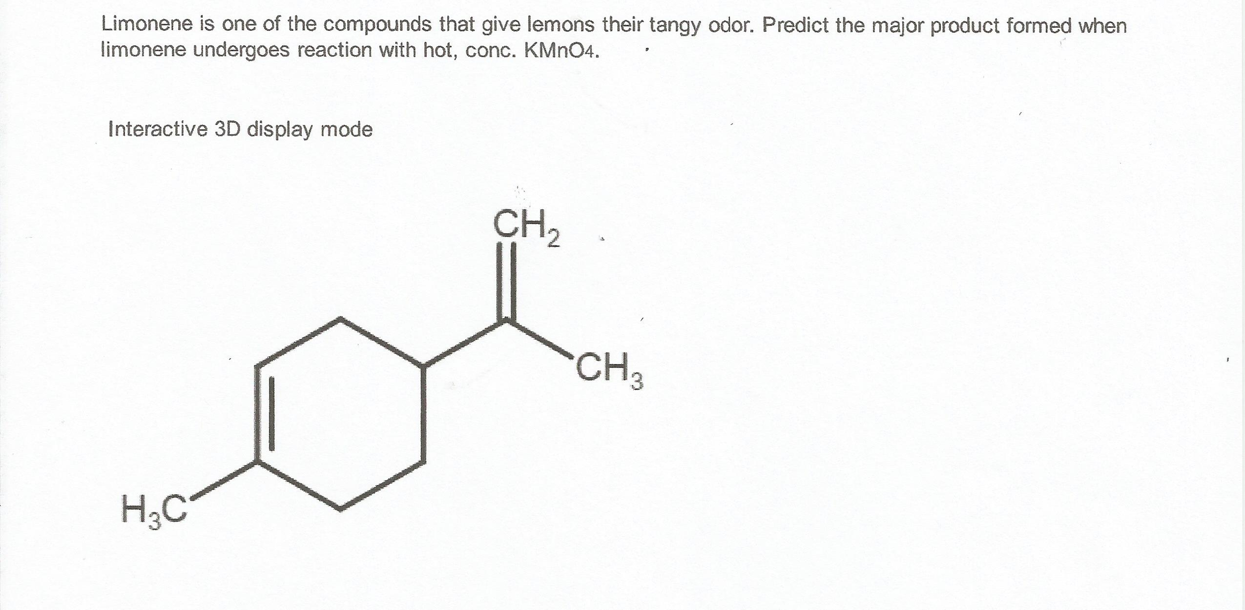 Solved Limonene is one of the compounds that give lemons | Chegg.com