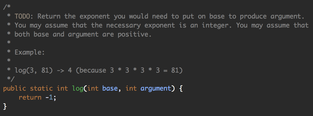 Solved TODO: Return the exponent you would need to put on | Chegg.com