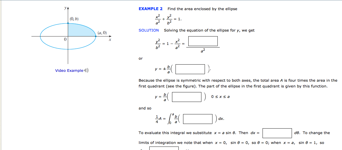 Solved Find the area enclosed by the ellipse x2/a2 + y2/b2 | Chegg.com